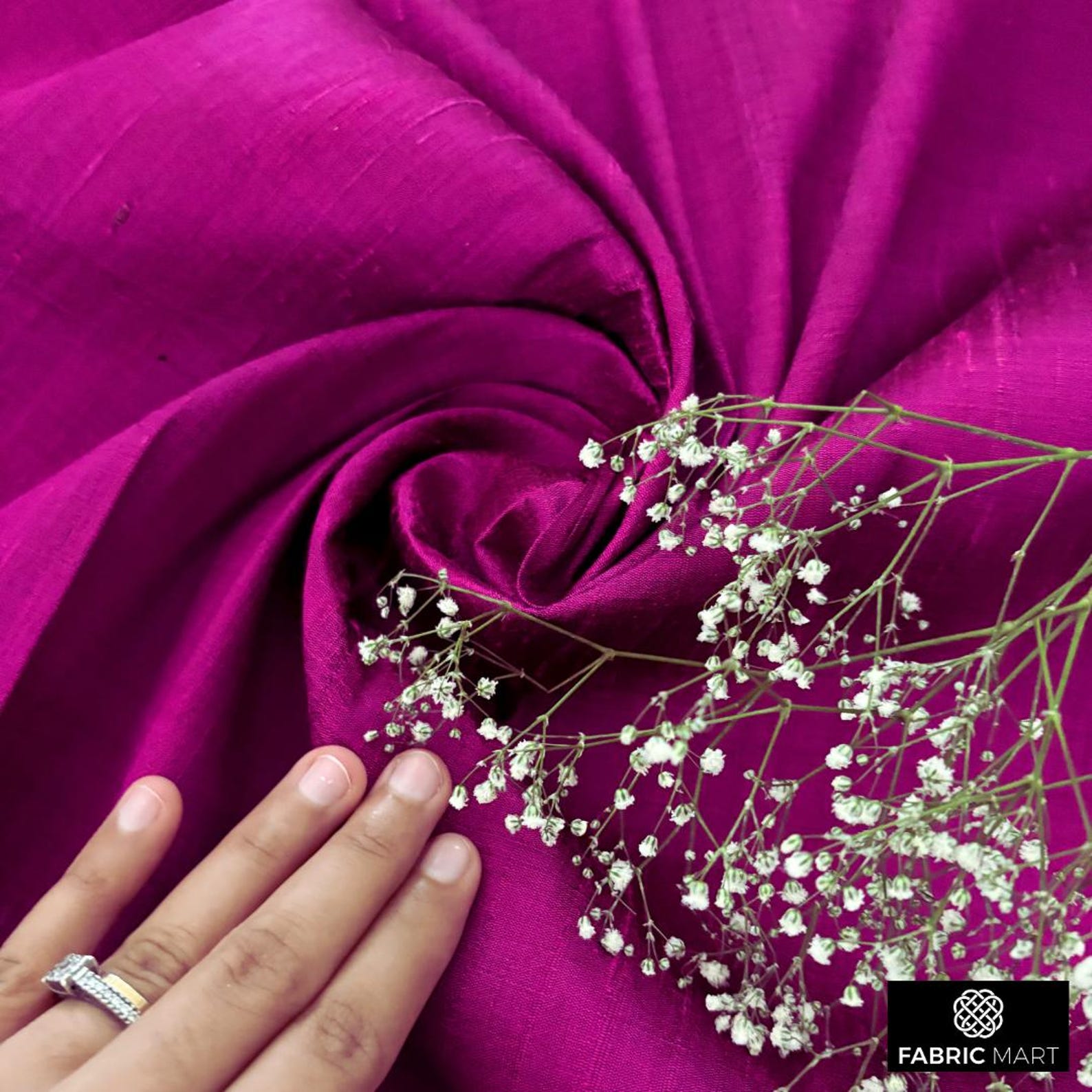 Dark Fuchsia Pink 100% Pure Silk Fabric by the Yard / Metre, 41 Inch ...