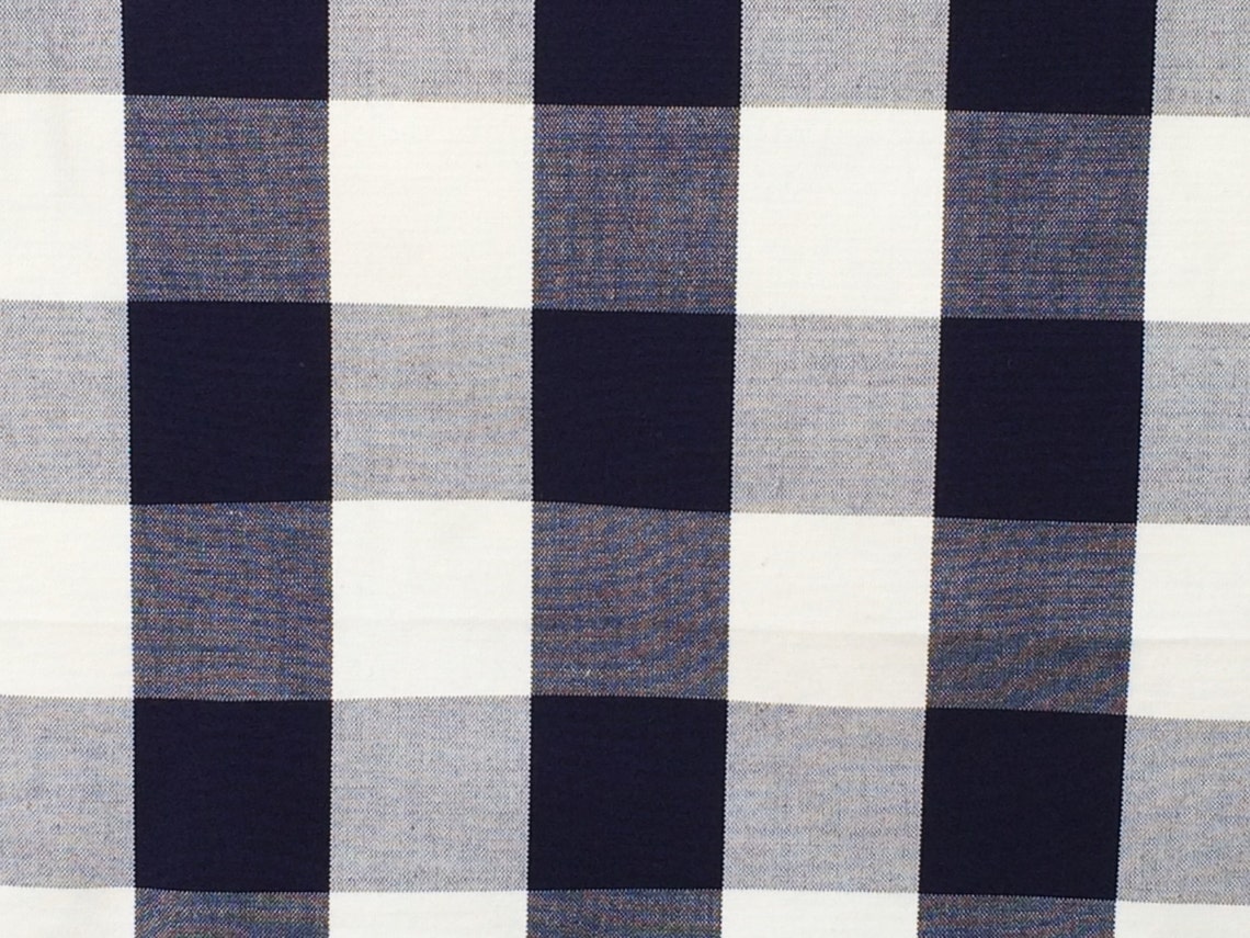 Navy Blue and White Gingham Checks Cotton Fabric by the - Etsy