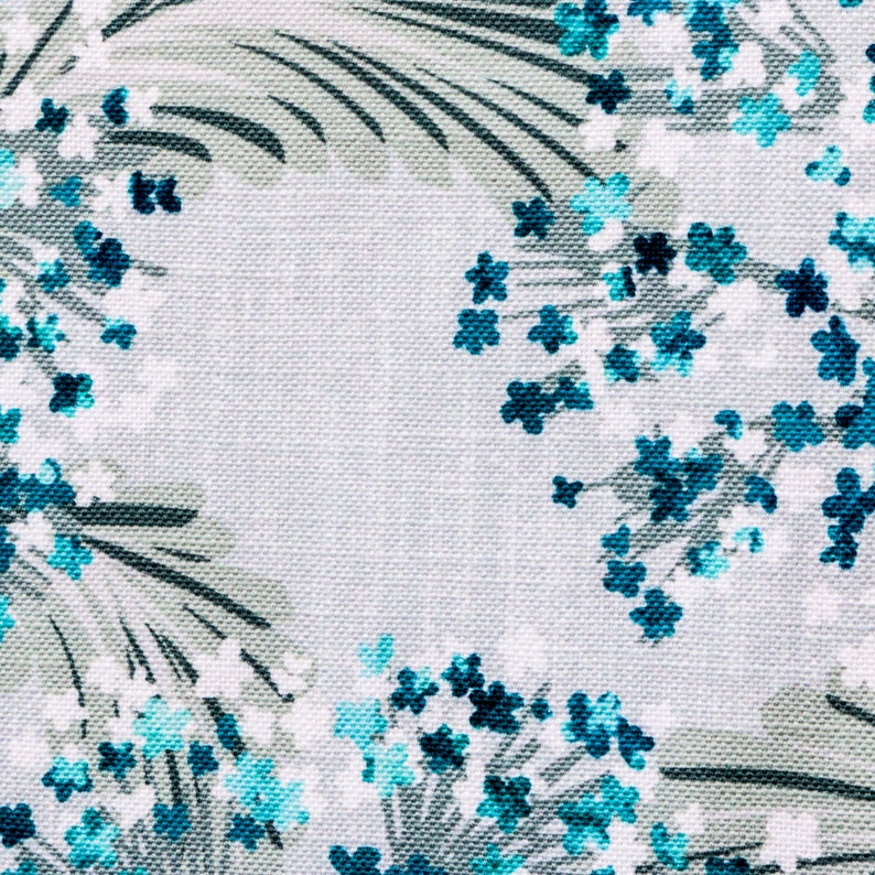 Turquoise Blue Flowers Printed Cotton Fabric by the Yard - Etsy