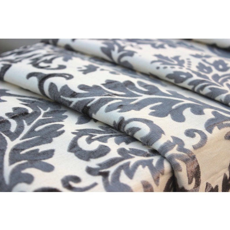Paloma Grey Damask Fabric by the Yard Upholstery Curtain - Etsy Australia