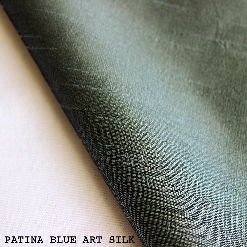 Patina Blue Synthetic Silk Fabric by the Yard Faux Silk - Etsy
