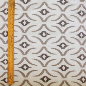 Geometric Sheer Curtain Fabric by the Yard / Metre, Linen Look Curtain ...