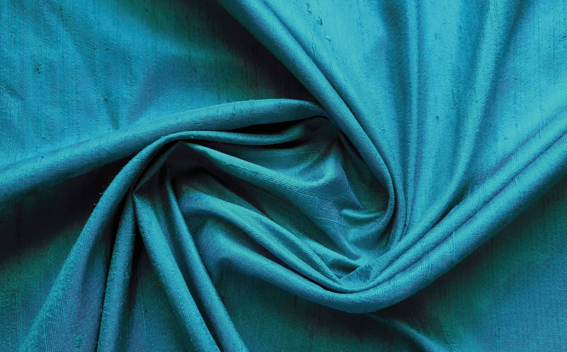 Peacock Green Blue Silk Fabric By The Yard Silk Fabric Silk | Etsy
