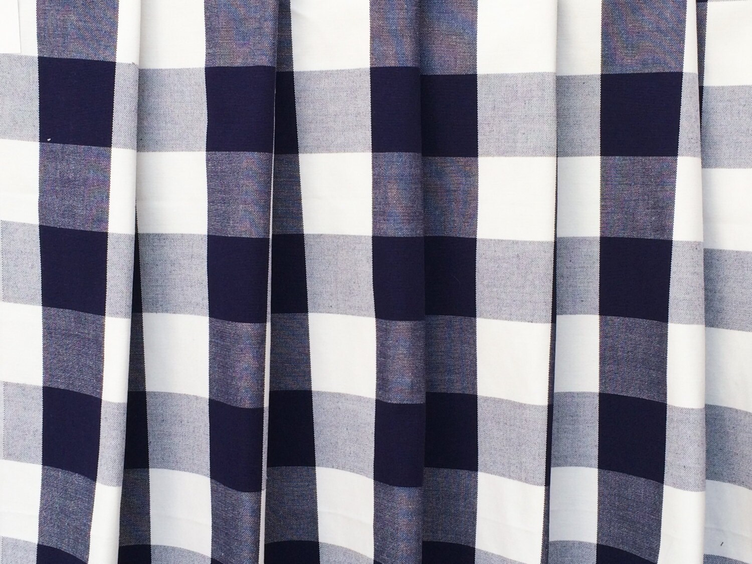 Navy Blue and White Gingham Checks Cotton Fabric by the - Etsy