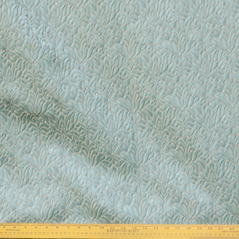 Teal Floral Damask Fabric by the Yard Jacquard Weave Fabric - Etsy