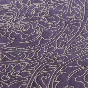 Purple Damask Embroidered Fabric by the Yard / Metre, Jacquard Fabric ...