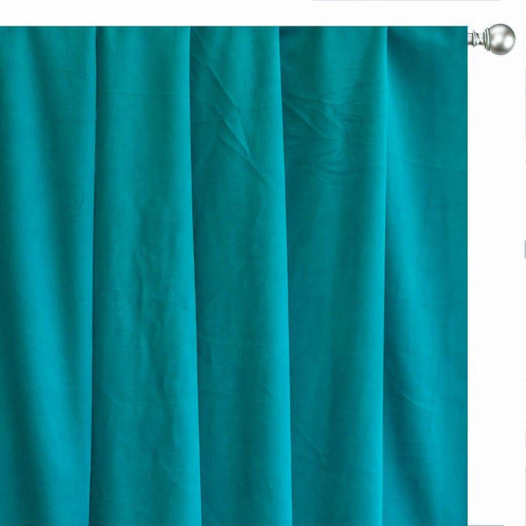 Turquoise Velvet Curtain Panels, Window Treatment (rod Pocket, Grommet ...