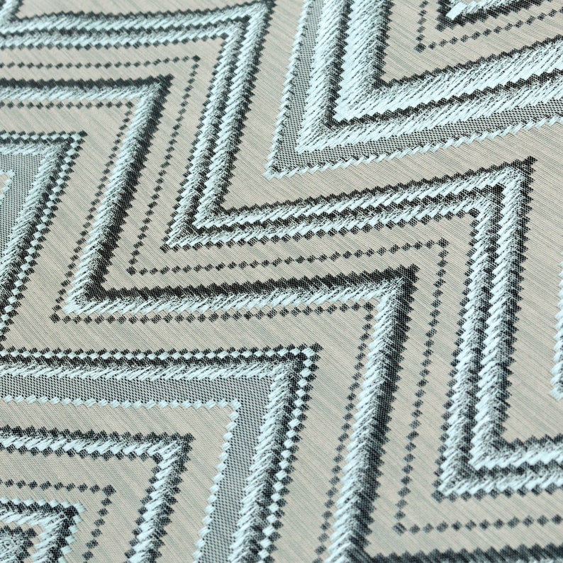 Teal Geometric Waves Fabric by the Yard Jacquard Fabric - Etsy