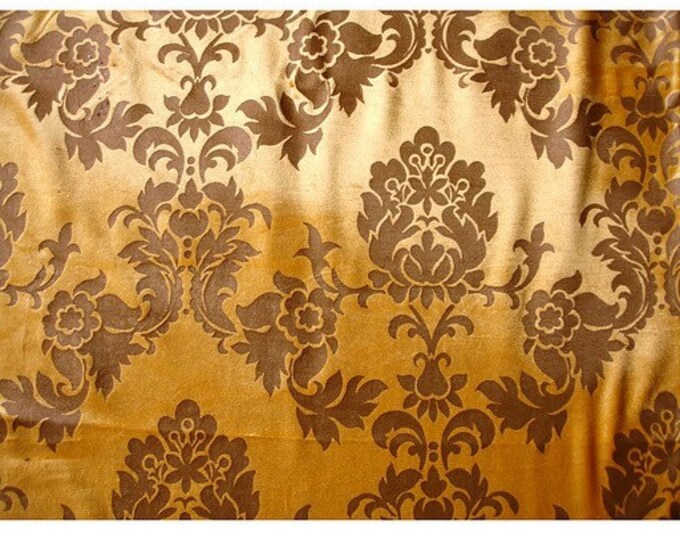 Flaming Damask - Orange and Brown Damask Velvet Fabric With Printing ...