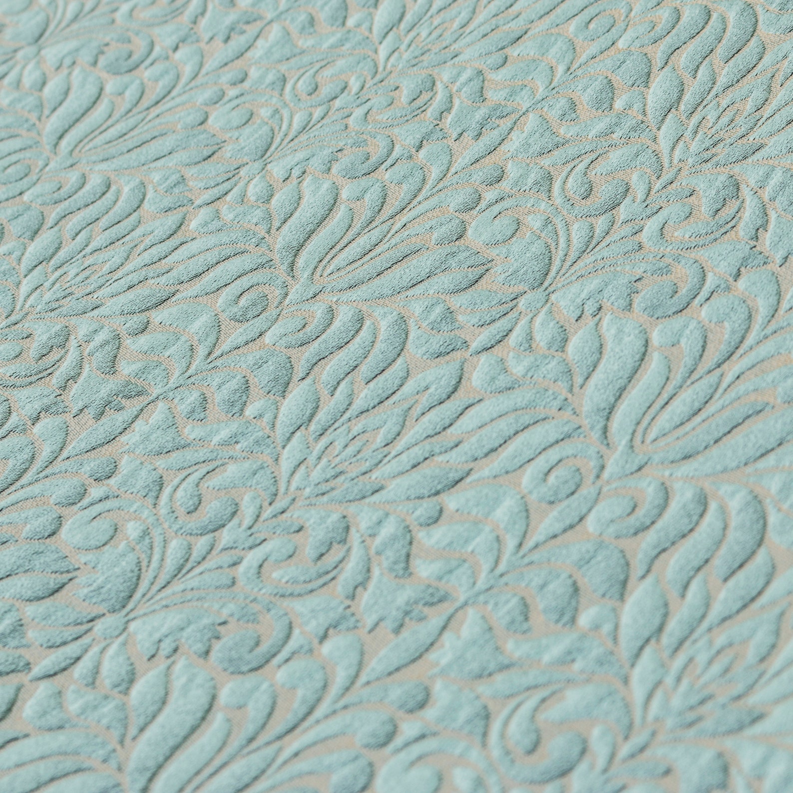 Teal Floral Damask Fabric by the Yard / Metre, Jacquard Weave Fabric ...