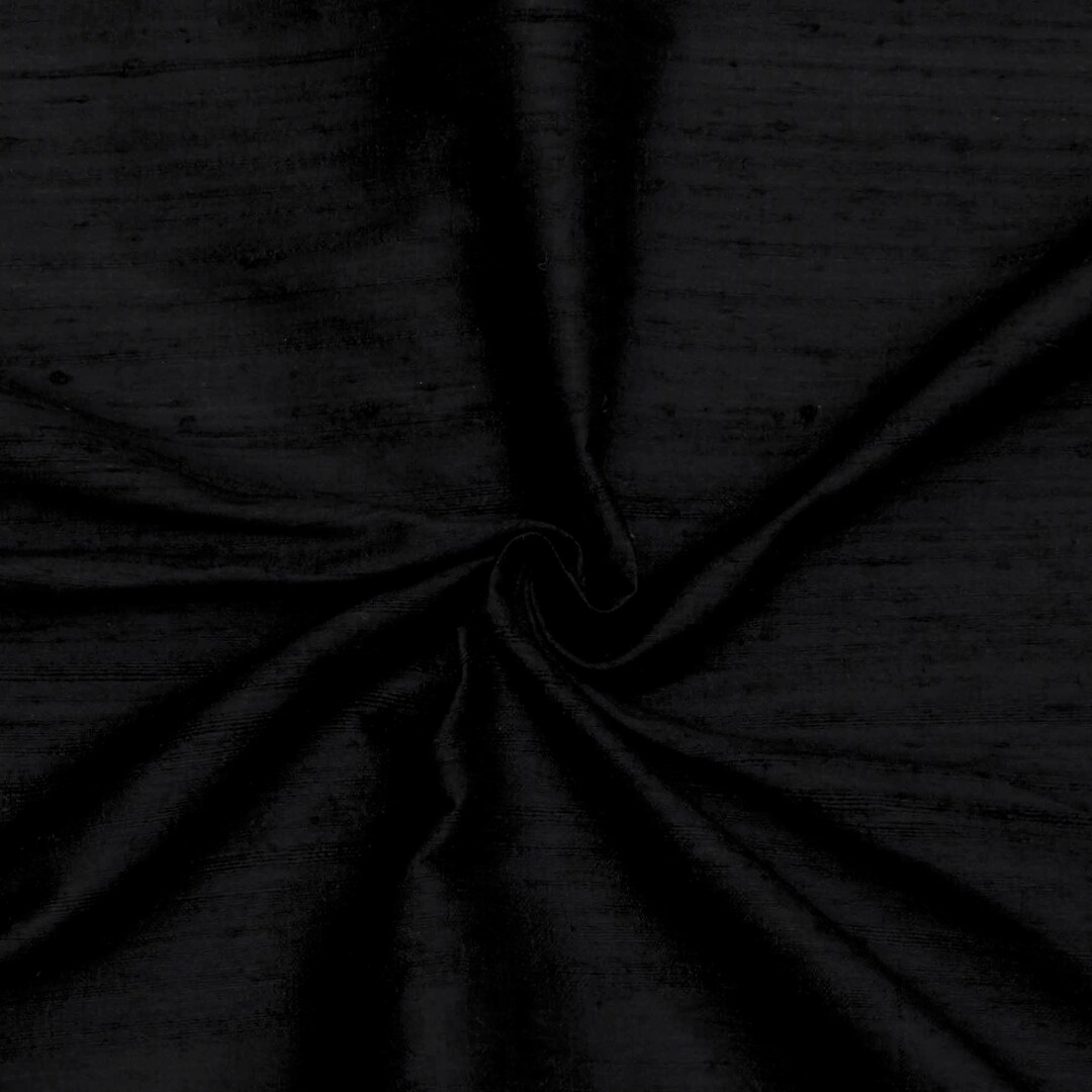 Black 100% Pure Silk Fabric by the Yard / Metre, 41 Inch Pure Dupioni ...