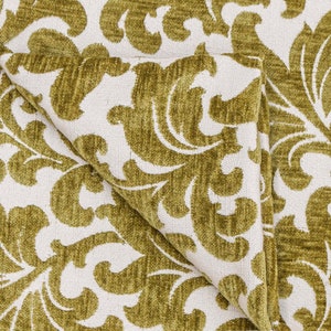Chartreuse Flowers Fabric by the Yard / Metre, Jacquard Velvet Fabric ...