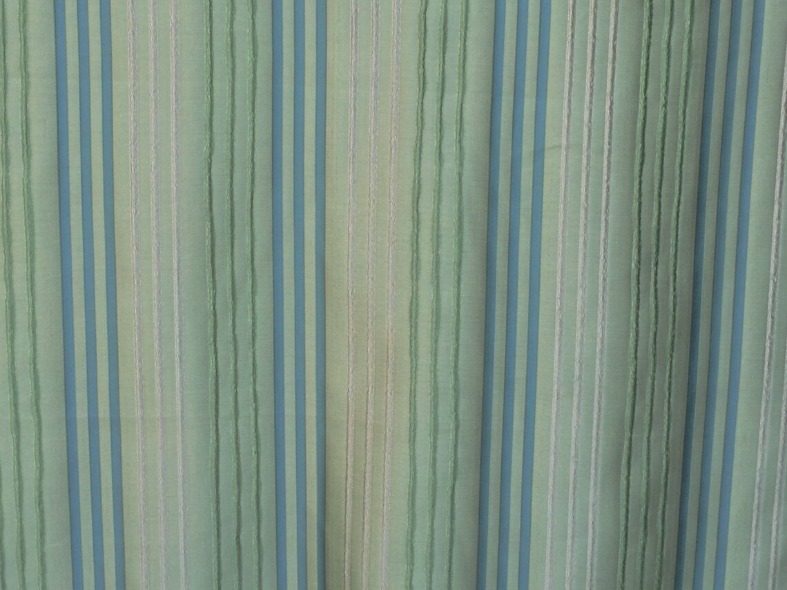 Green Stripes Curtain Fabric by the Yard Upholstery Fabric | Etsy
