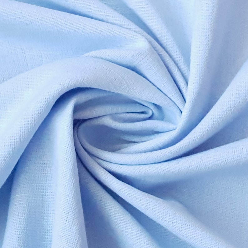 Light Blue Cotton Linen Fabric by the Yard Decorative Linen | Etsy
