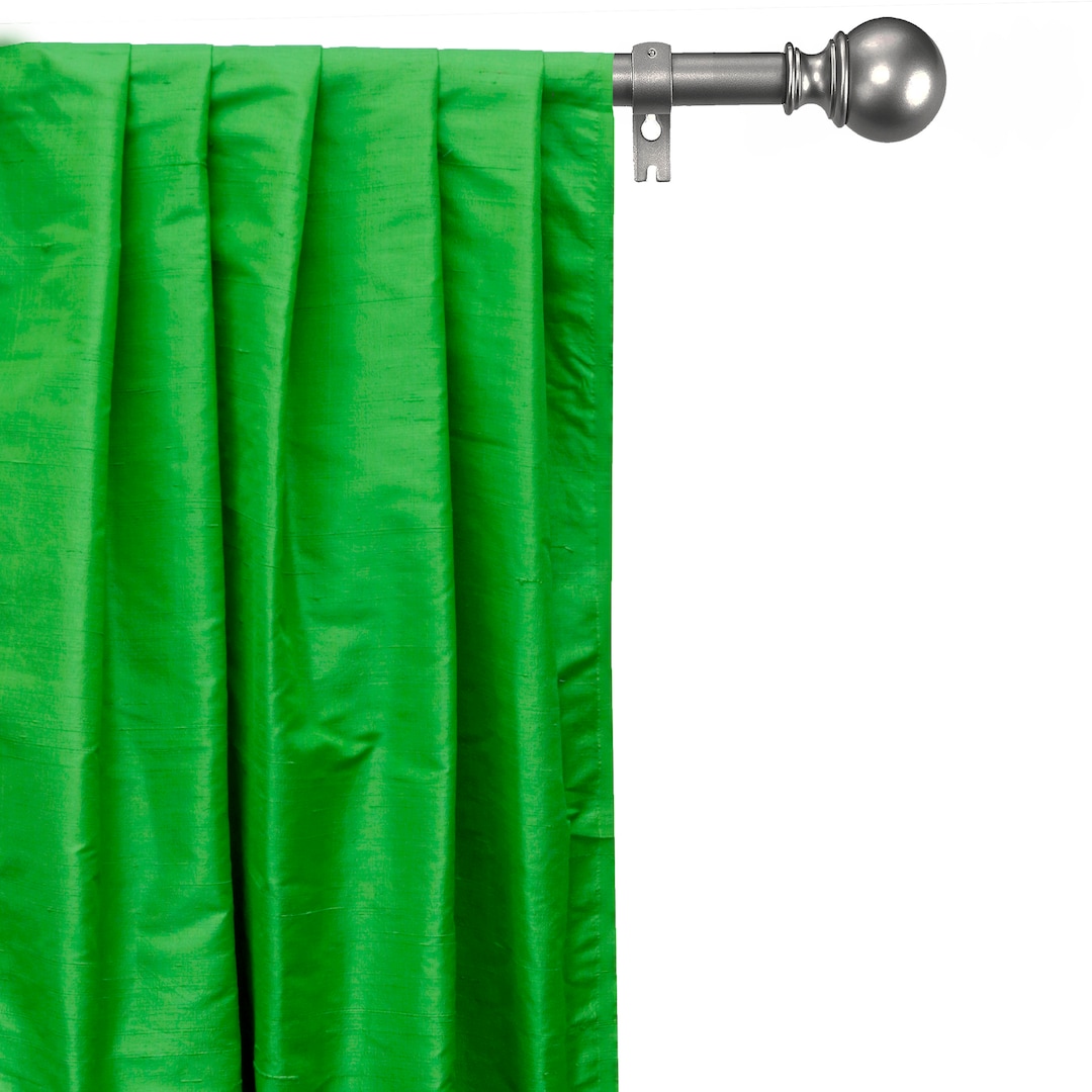 Grass Green Silk Dupioni Curtain Panels rod Pocket Grommet - Etsy
