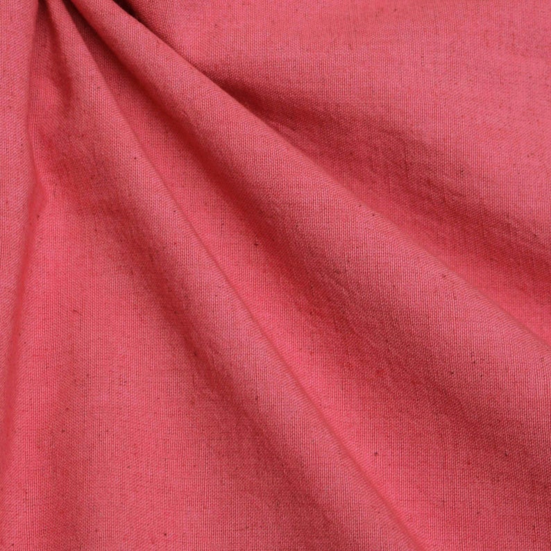 Coral Pink Cotton Linen Fabric by the Yard Decorative Linen - Etsy