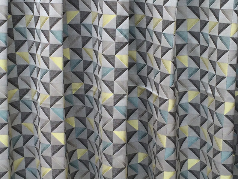 Grey and Yellow Geometric Triangle Curtain Fabric by the Yard / Metre ...
