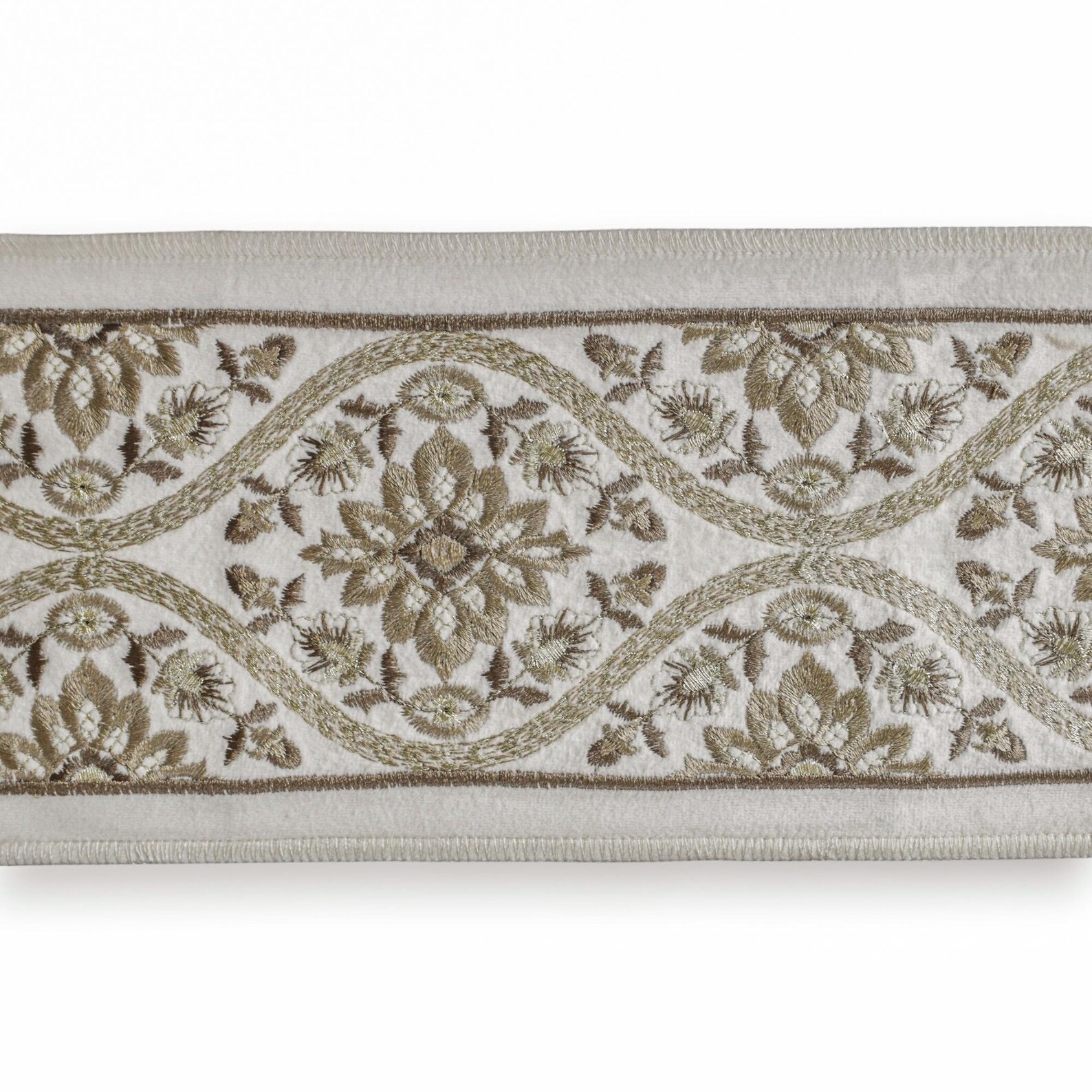 Floral Bloom Embroidered Designer Trim, Zari & Thread Border Trim ...