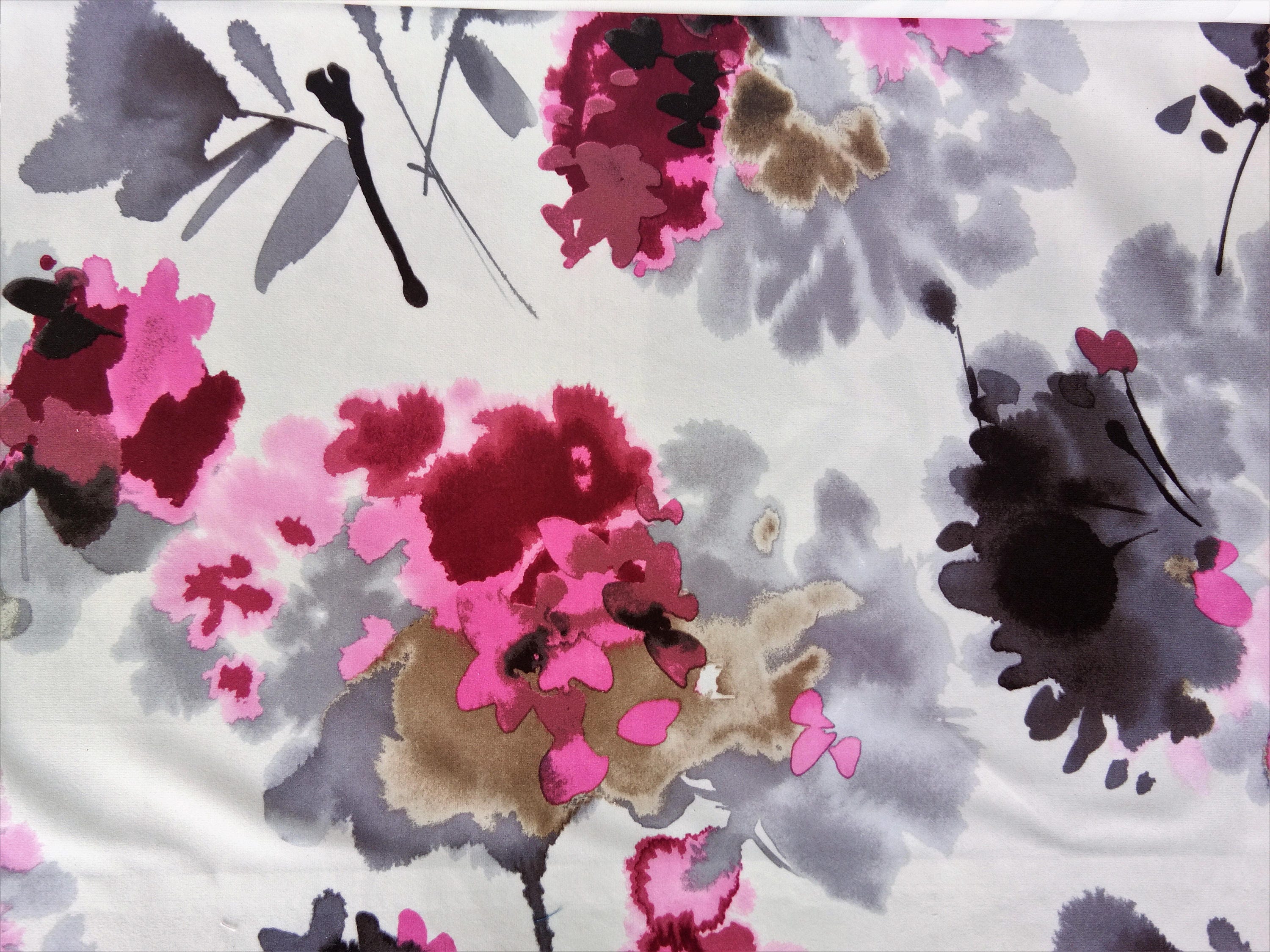 Fuchsia Flowers Printed Velvet Upholstery Fabric By The Yard | Etsy