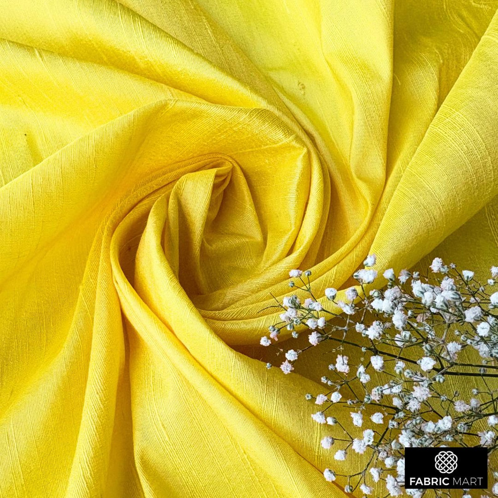 Bright Yellow Silk Fabric by the Yard / Metre, 41 Inch Bright Yellow ...