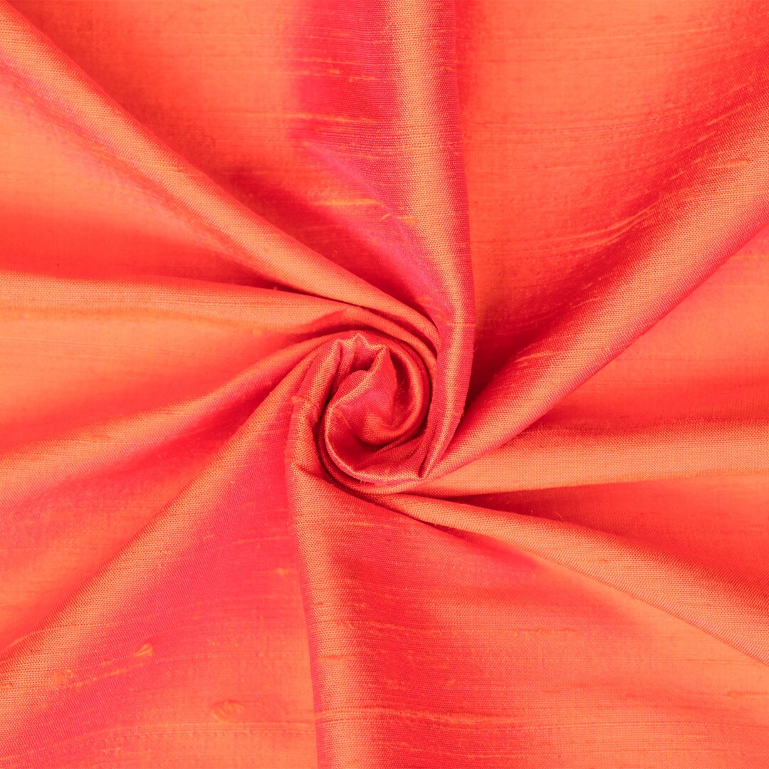 Orange & Pink 100% Pure Silk Fabric by the Yard, 41 Inch Pure Dupioni ...