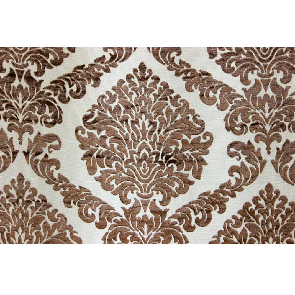 Brown N Ivory Damask Fabric Upholstery Fabric Curtain Fabric | Etsy