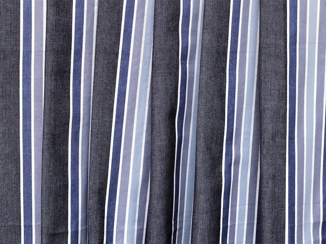 Shades of Blue Stripes Curtain Fabric by the Yard Upholstery | Etsy