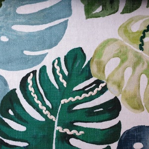 Green Leaves Printed Cotton Fabric by the Yard Embroidered | Etsy