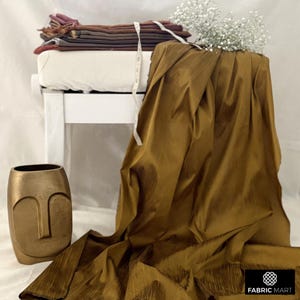 Copper Art Silk Fabric by the Yard / Metre, Faux Silk Curtain Fabric ...