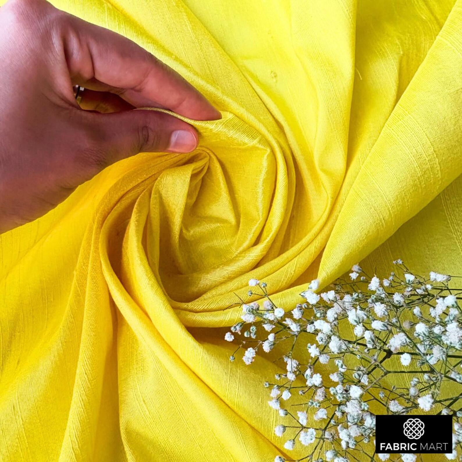 Bright Yellow Silk Fabric by the Yard / Metre, 41 Inch Bright Yellow ...