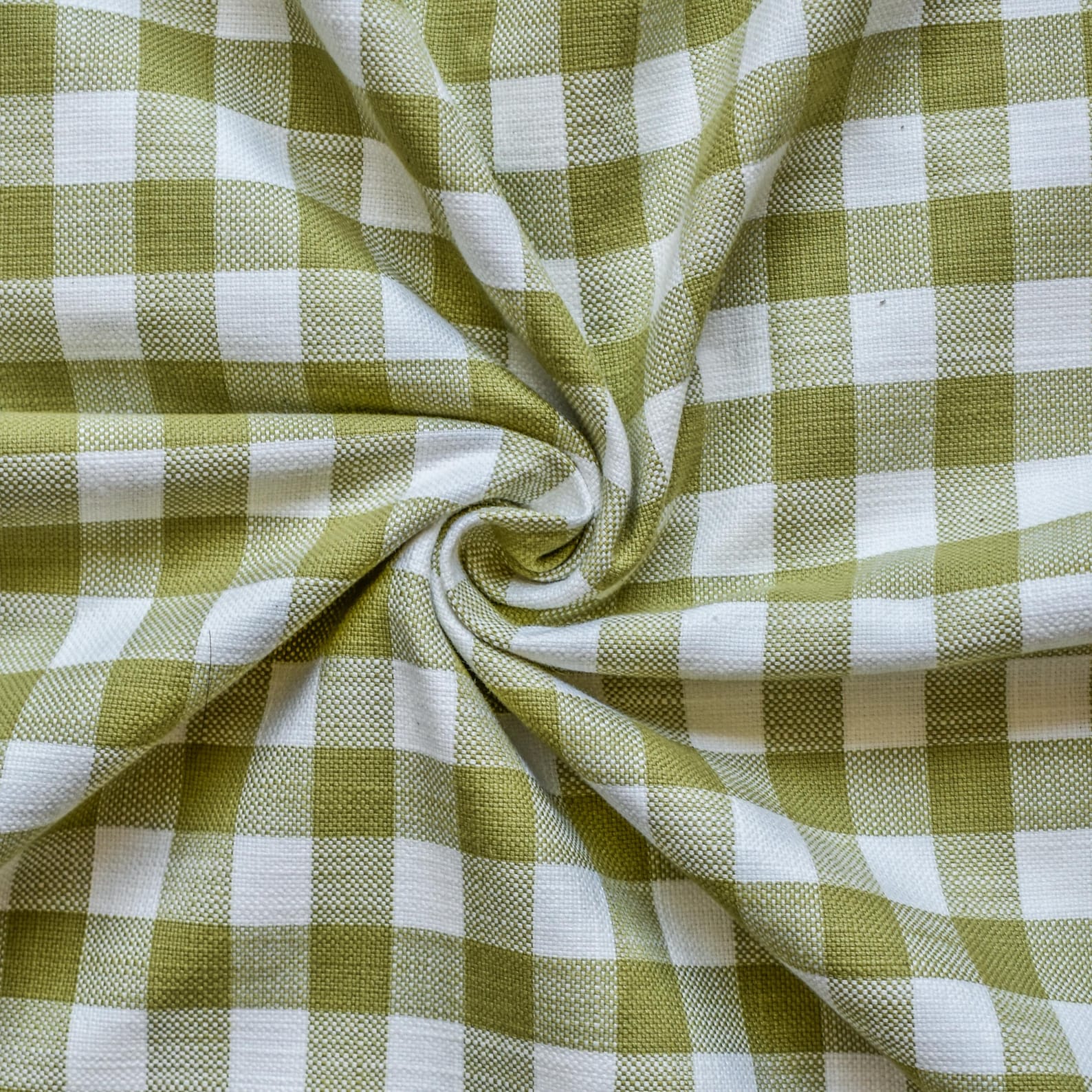 Chartreuse Gingham Checks Cotton Fabric by the Yard / Metre, Woven ...