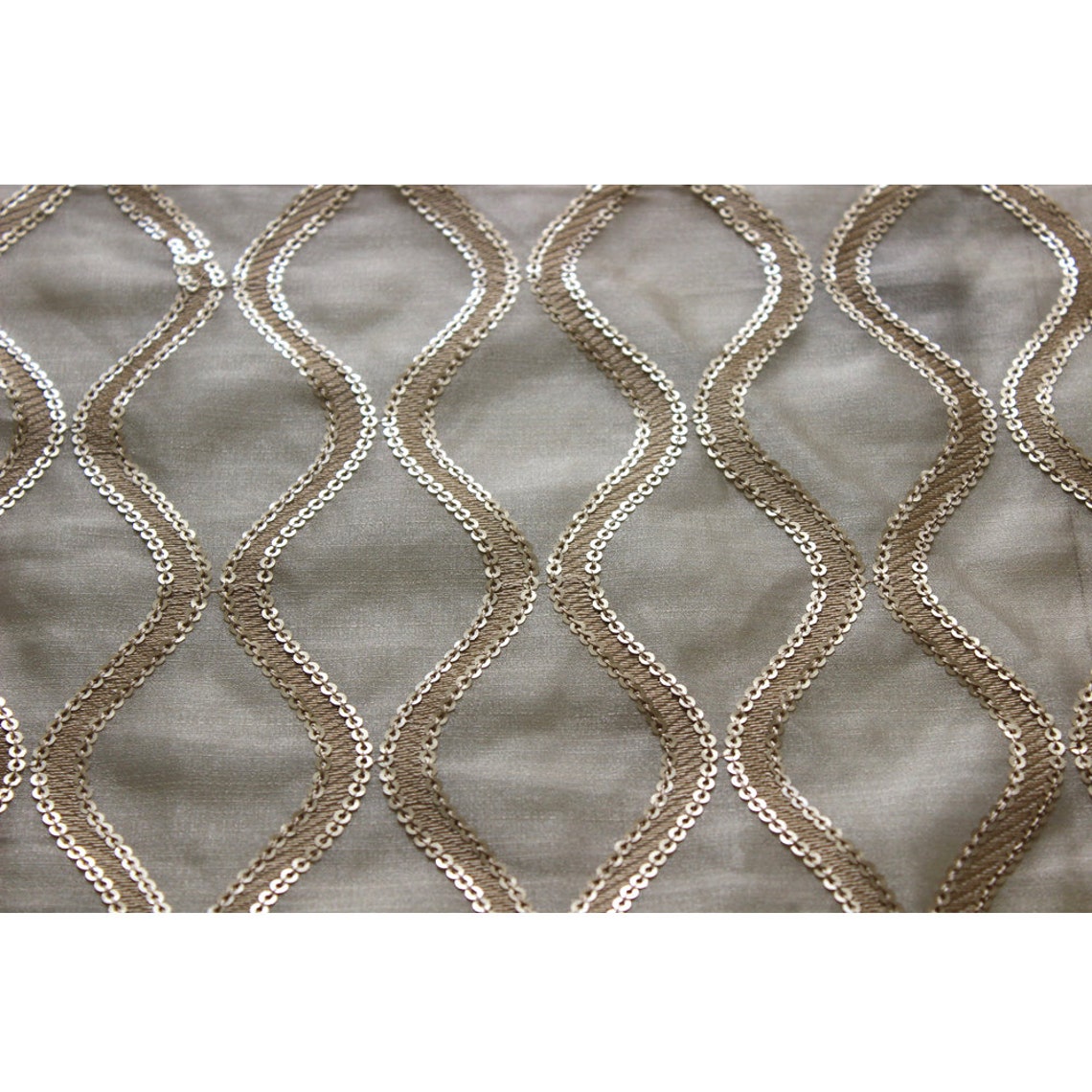 Sequins Scallop Stitch Embroidery Sheer Curtain Fabric Panels - Etsy