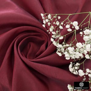 Deep Red Art Silk Fabric by the Yard / Metre, Faux Silk Curtain Fabric ...