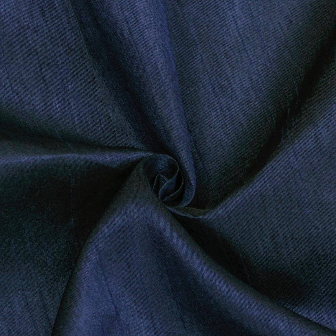 Navy Blue Art Silk Fabric by the Yard Faux Silk Curtain | Etsy