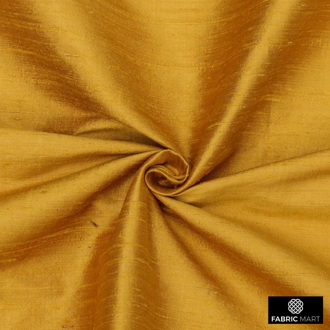 Golden Yellow 100% Pure Silk Fabric by the Yard / Metre, 41 Inch Pure ...