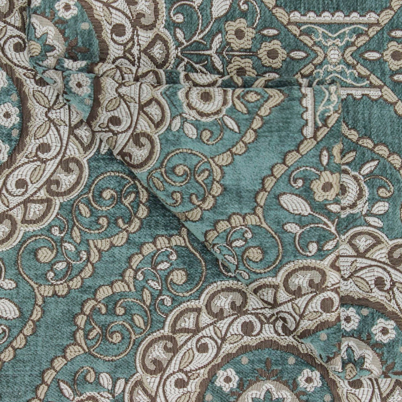 Geometric Eclectic Chenille Velvet Fabric by the Yard / Metre, Jacquard ...
