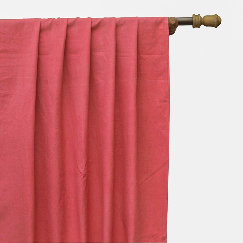 Coral Pink Cotton Linen Fabric by the Yard Decorative Linen - Etsy