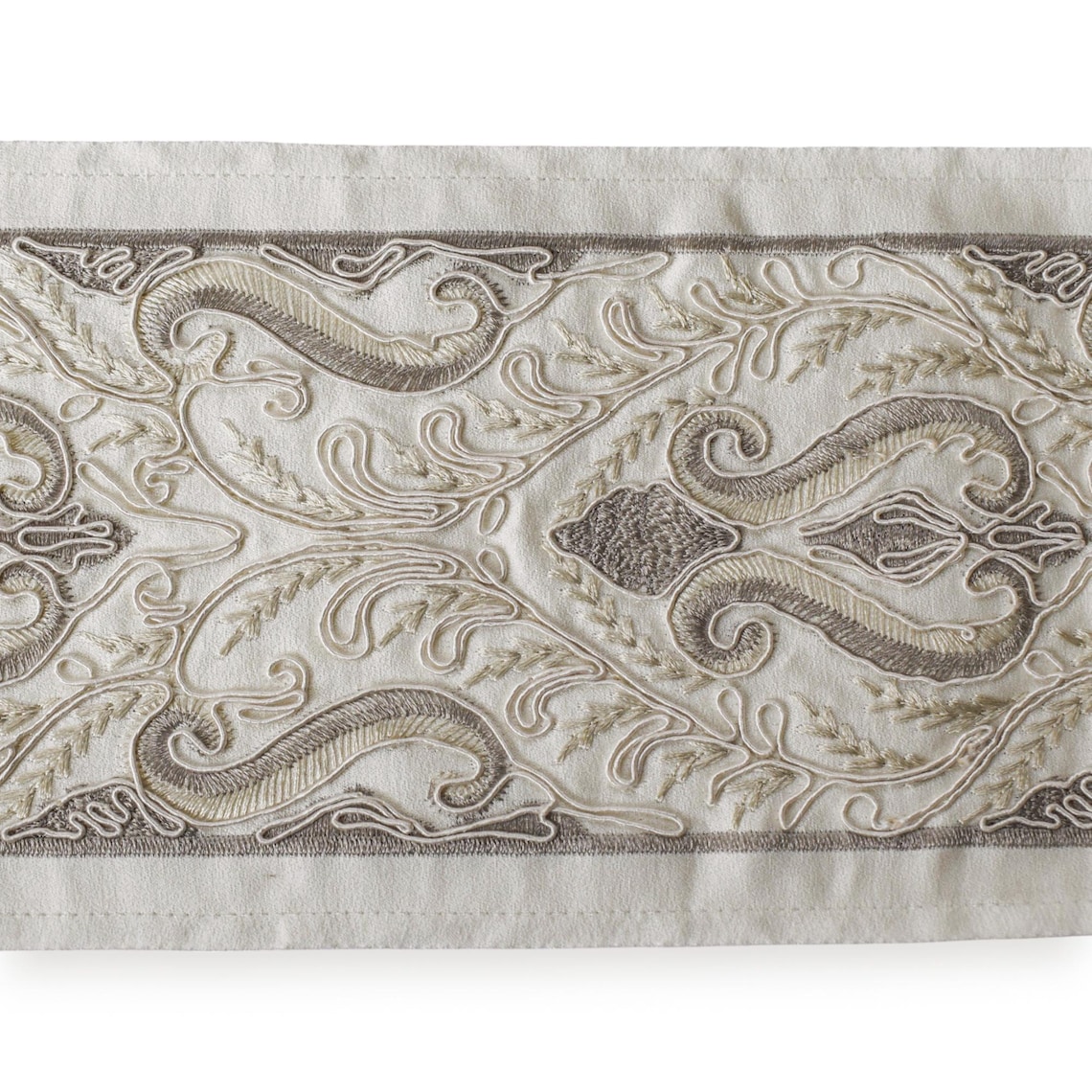 Baroque Vine Ivory Embroidered Designer Trim, Zardozi Border Tape ...