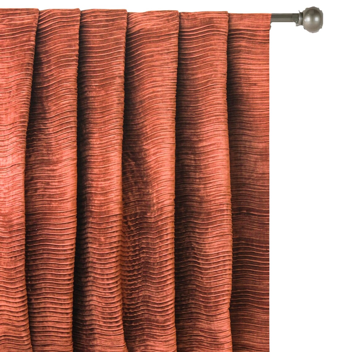 Rust Velvet With Pleats Fabric Curtain Panel Velvet Curtain - Etsy