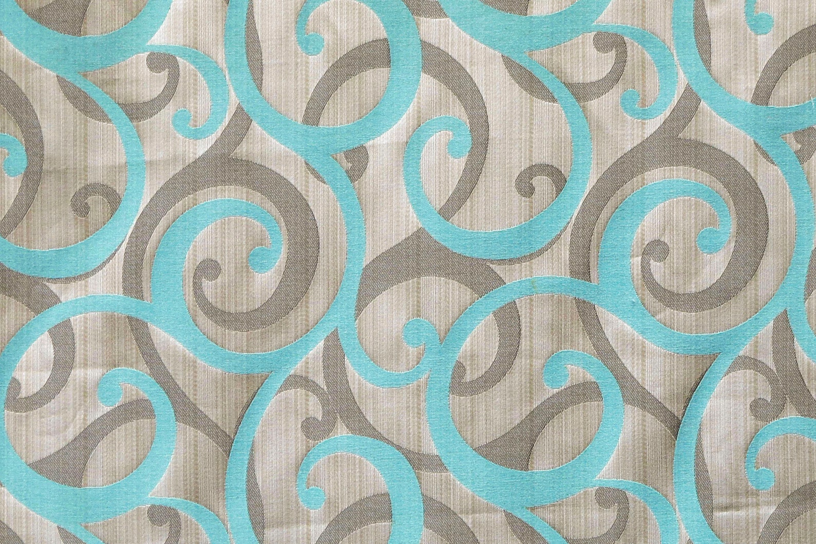Aqua Scrolls Fabric by the Yard Jacquard Fabric Upholstery - Etsy