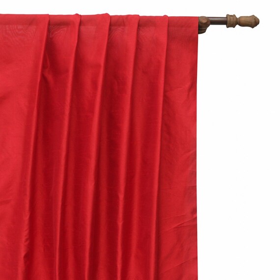 Blood Red Art Silk Curtain Panels Faux Silk Curtains Rod | Etsy