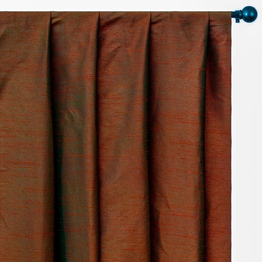 Rust and Green Art Silk Curtain Panels, Faux Silk Curtains (rod Pocket ...