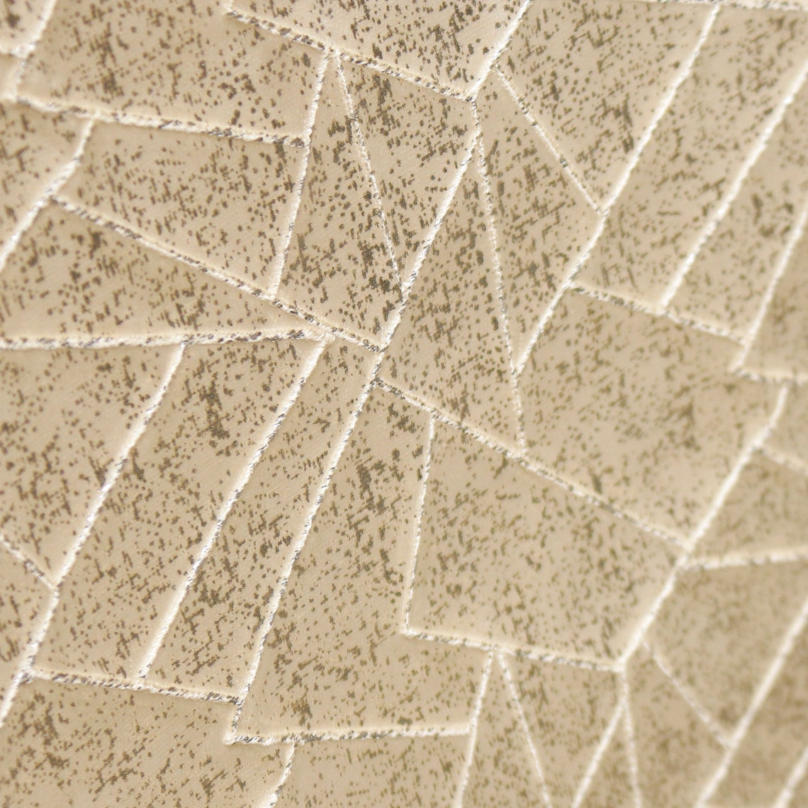 Beige Mosaics Foil Printed Fabric by the Yard Mosaic Textured | Etsy