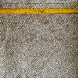 Pearl Beige Damask Velvet Fabric by the Yard / Metre, Jacquard Velvet ...