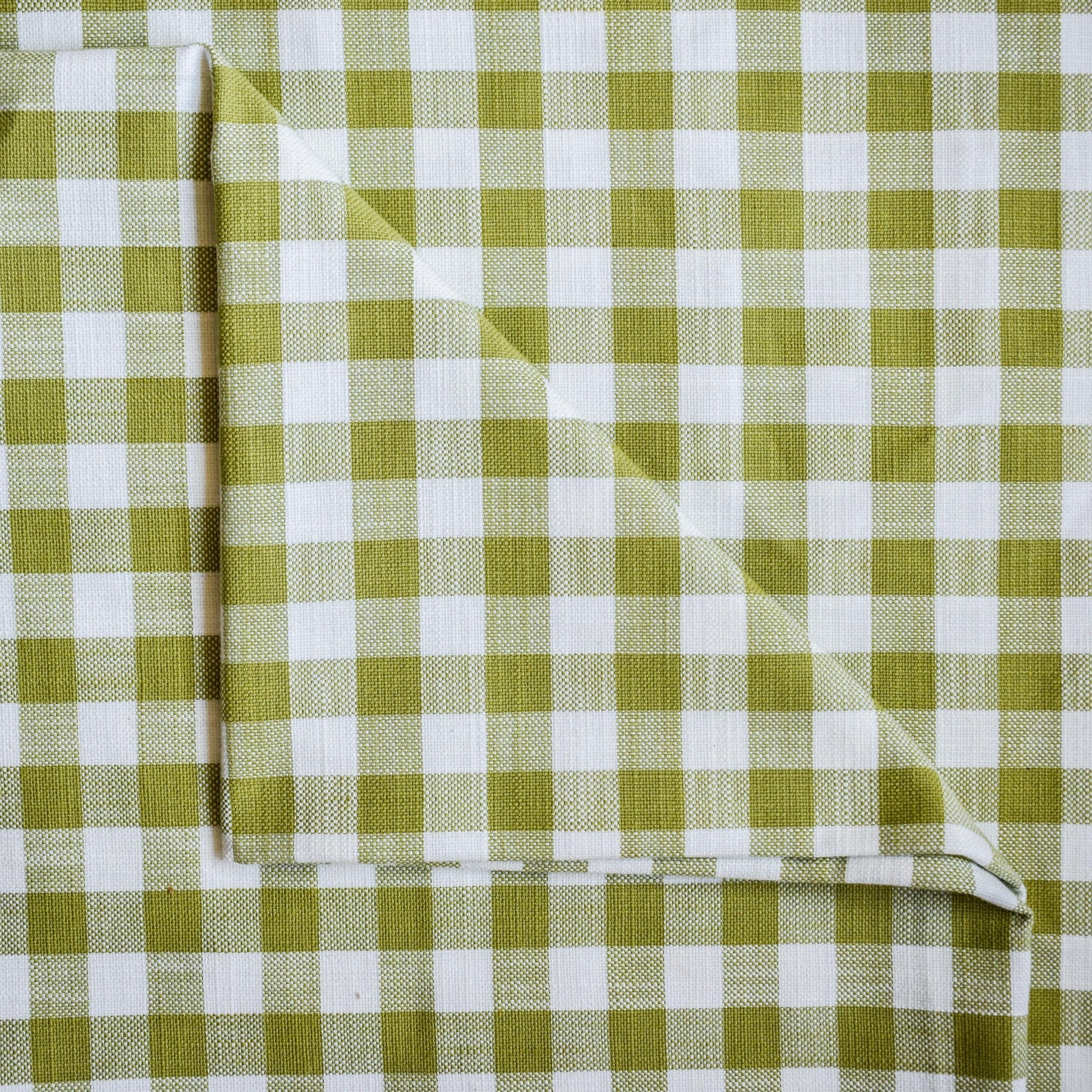 Chartreuse Gingham Checks Cotton Fabric by the Yard / Metre, Woven ...
