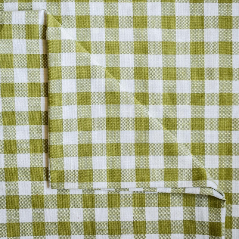 Chartreuse Gingham Checks Cotton Fabric by the Yard / Metre, Woven ...