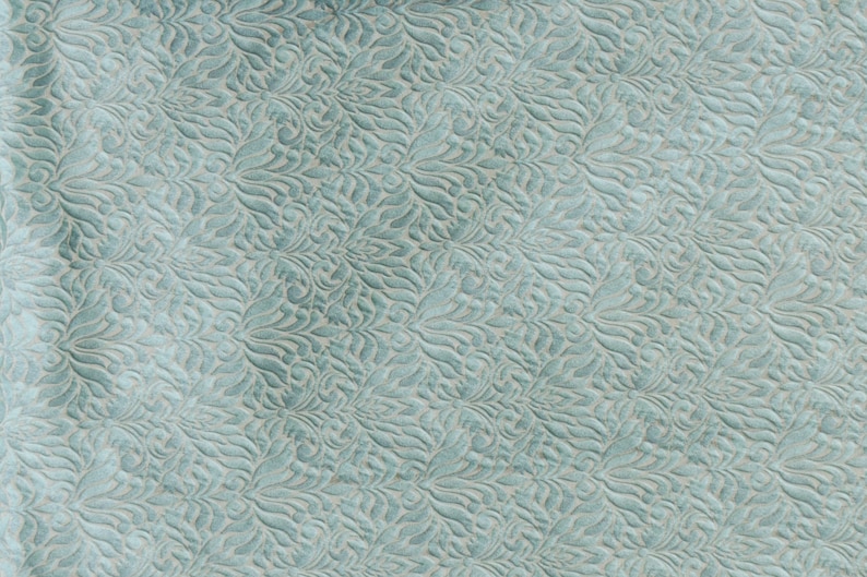 Teal Floral Damask Fabric by the Yard / Metre, Jacquard Weave Fabric ...
