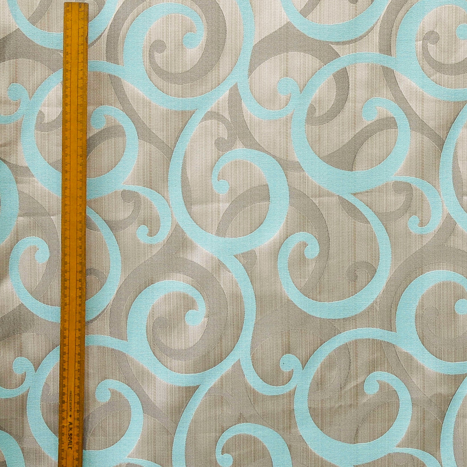Aqua Scrolls Fabric by the Yard Jacquard Fabric Upholstery - Etsy