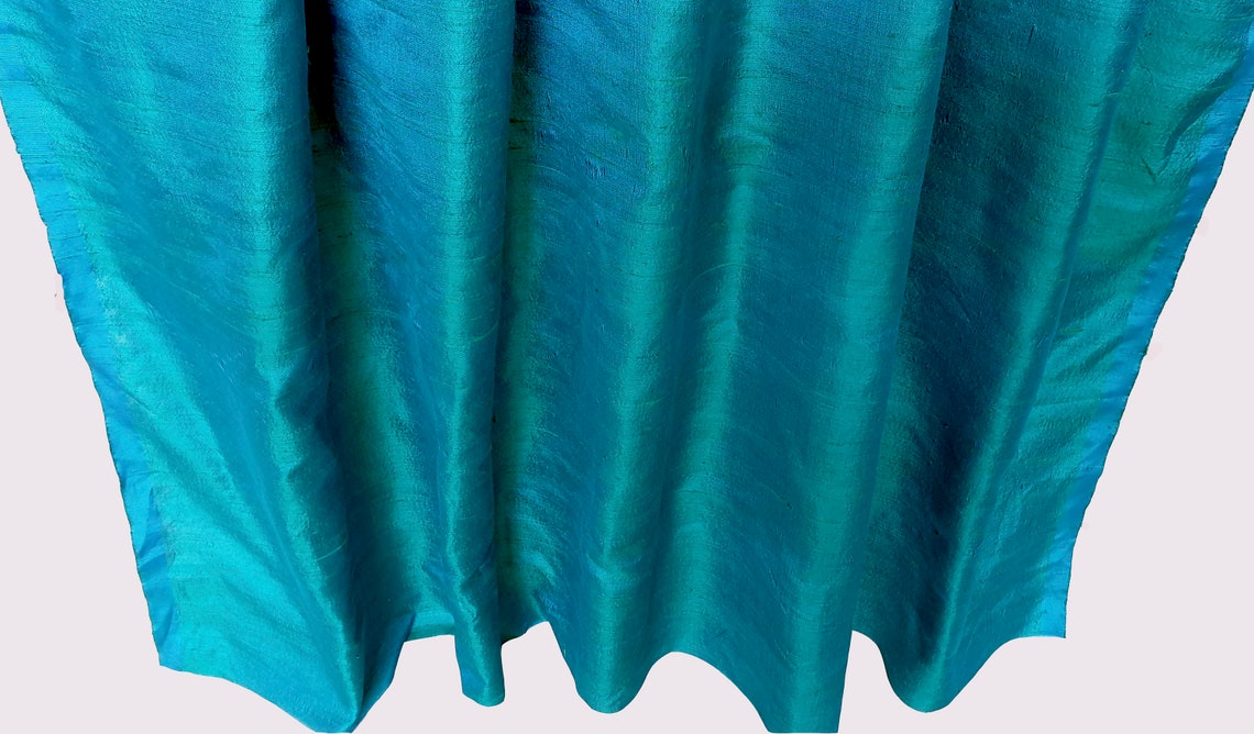 Peacock Green Blue Silk Fabric By The Yard Silk Fabric Silk | Etsy
