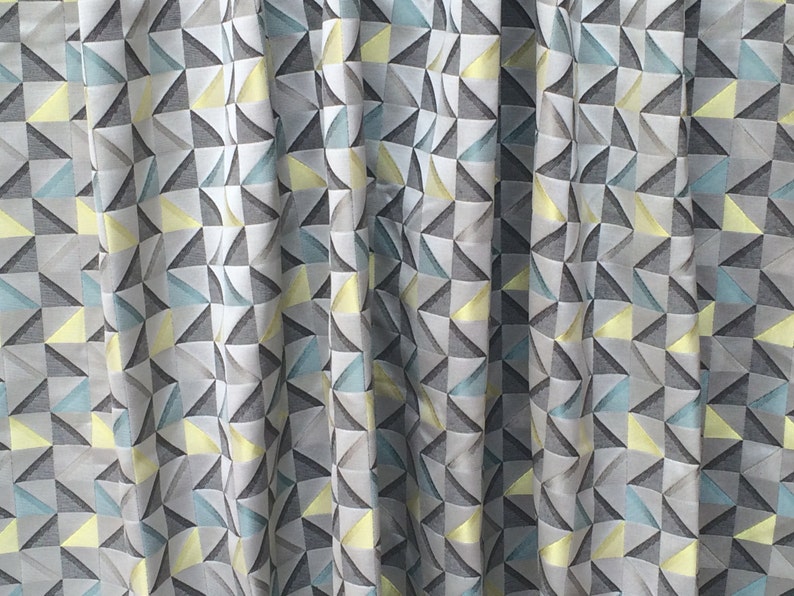 Grey and Yellow Geometric Triangle Curtain Fabric by the Yard - Etsy